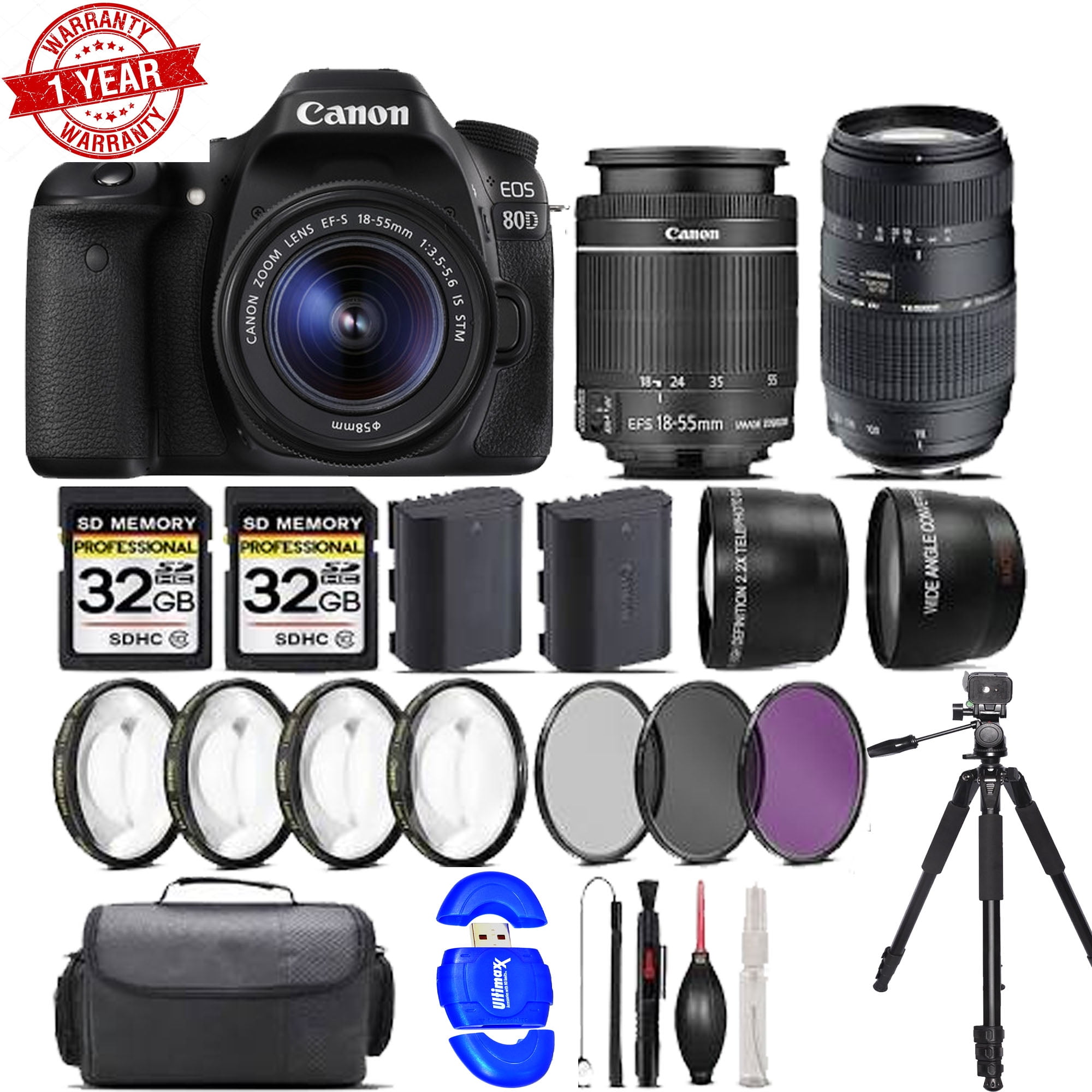 Canon Eos 80D DSLR Camera + 18:55mm Is STM Lens + 70:300mm Lens + 4pc ...