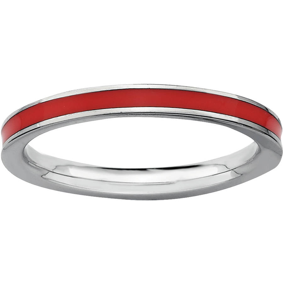 Sterling Silver Red Enameled 2.25mm Ring - Walmart.com