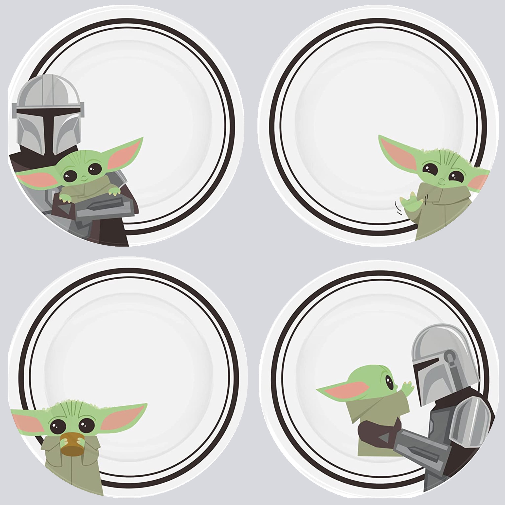 Grogu & Mando Star Wars: The Mandalorian 4-Piece Ceramic Plate Set ...
