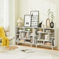 3-Tier Geometric Book Shelf - Freestanding Bookcase with Staggered ...