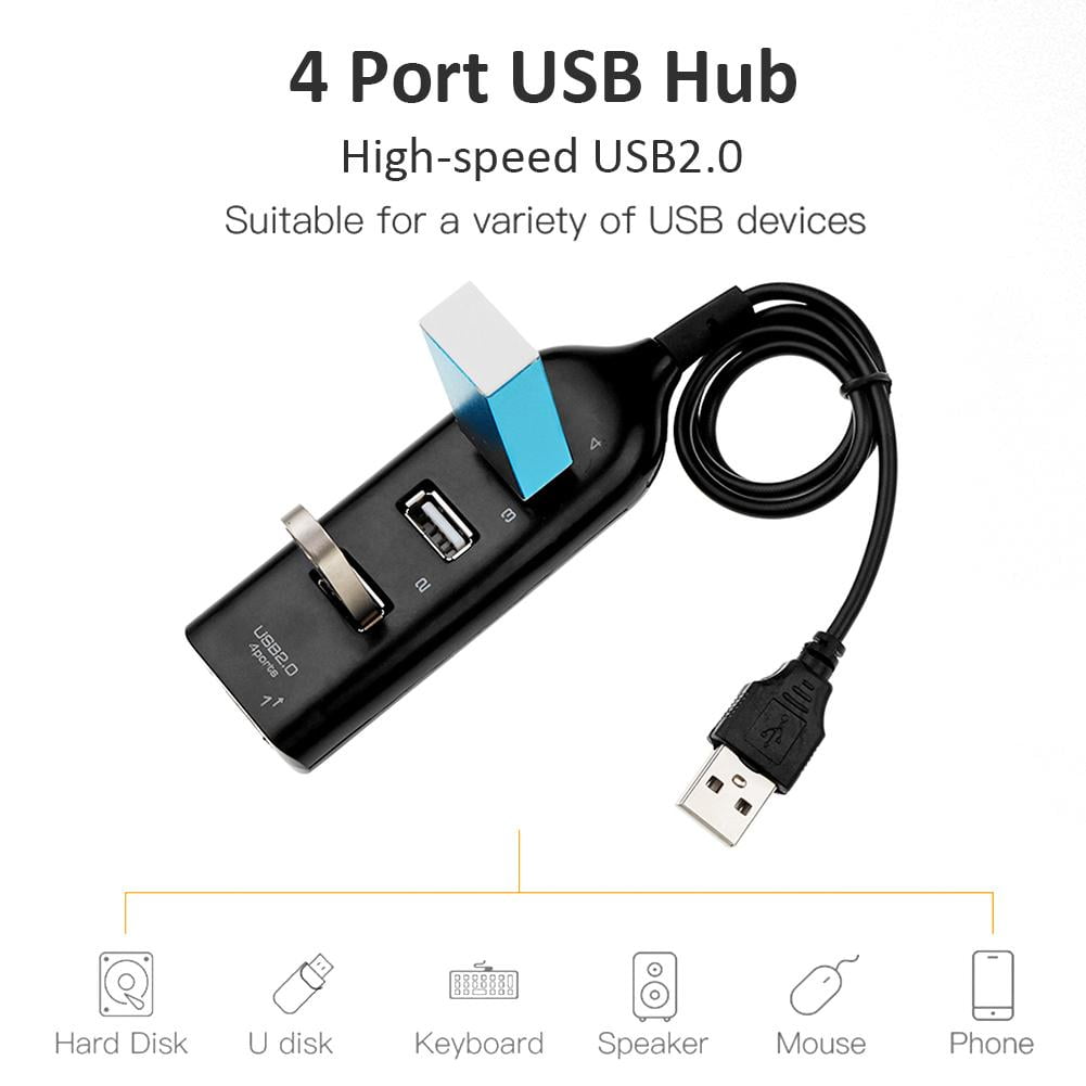 USB Hub 5Mbps Adaptador multi USB 2.0 de alta velocidad Divisor de 4 ...