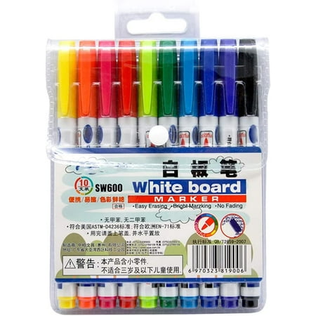 Whiteboard Pen,10 Colors Erasable Whiteboard Marker Pen Toxic Sign Fine ...