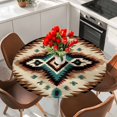 Abstract Ethnic Style Colored Geometric Round Fitted Tablecloth with ...