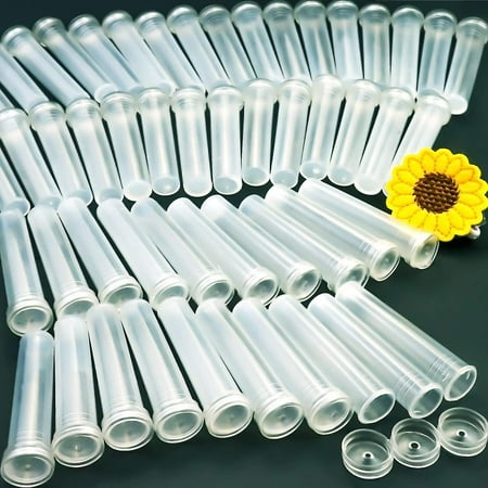 50 Pack Clear Floral Water Tubes Vials Plastic Flower Vials Tubes Stem ...