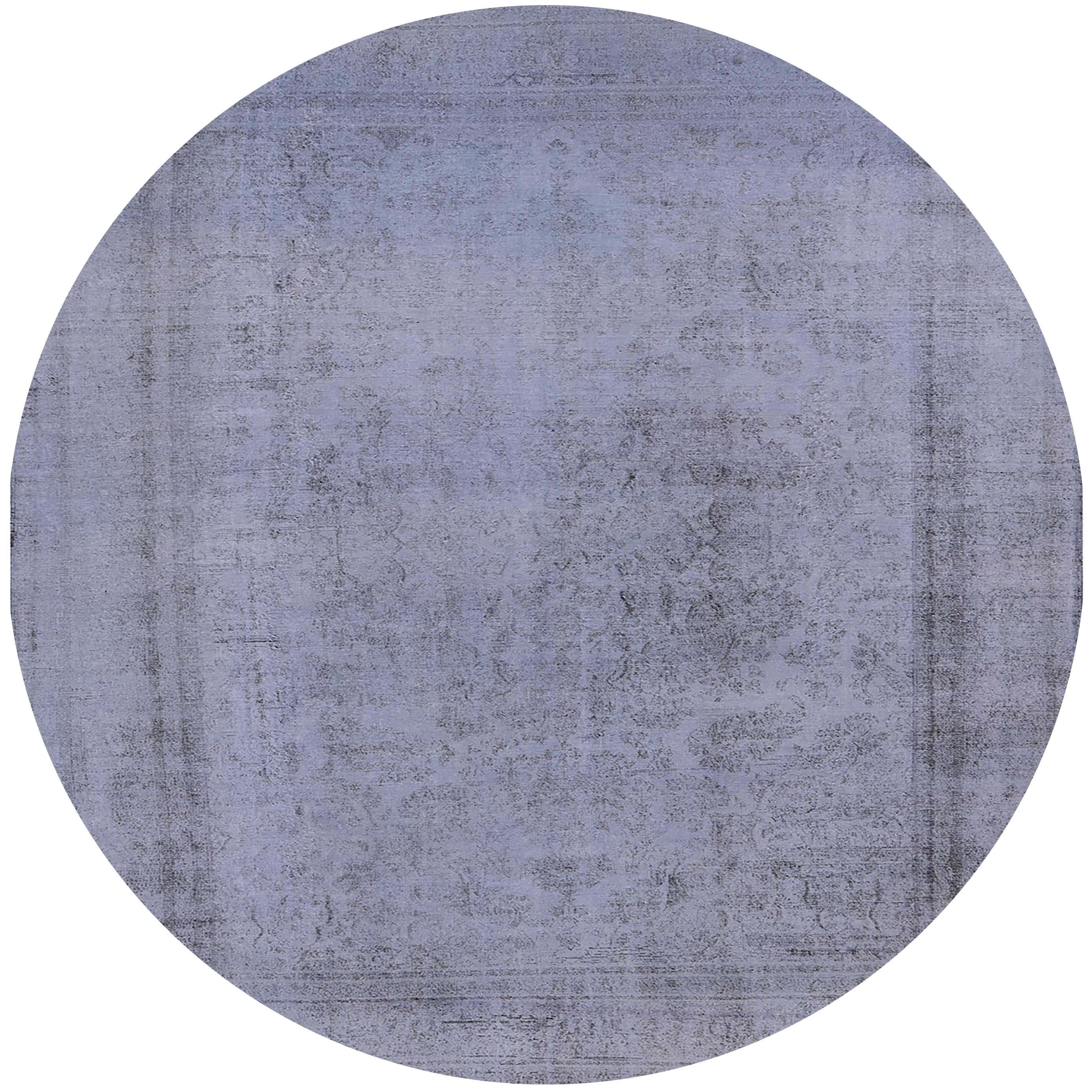 Ahgly Company Indoor Round Mid-Century Modern Slate Blue Grey Oriental ...