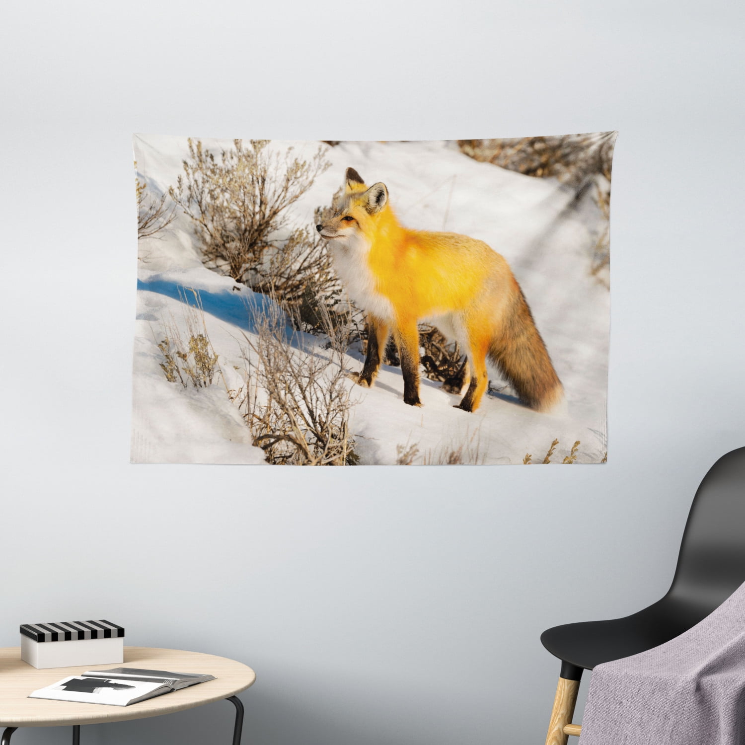 Fox Tapestry, Red Fox in Nature Snowy Mountain Cold Winter Scenery ...