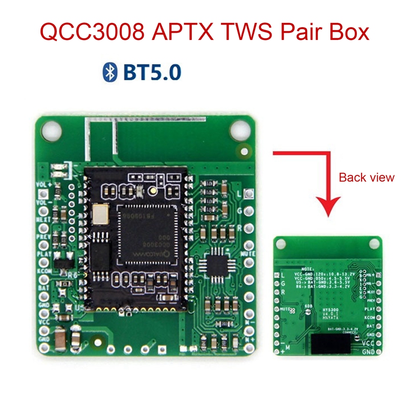 QCC3008 APTXLL Receiver Board Module HiFi Bluetooth 5.0 TWS Audio Car ...