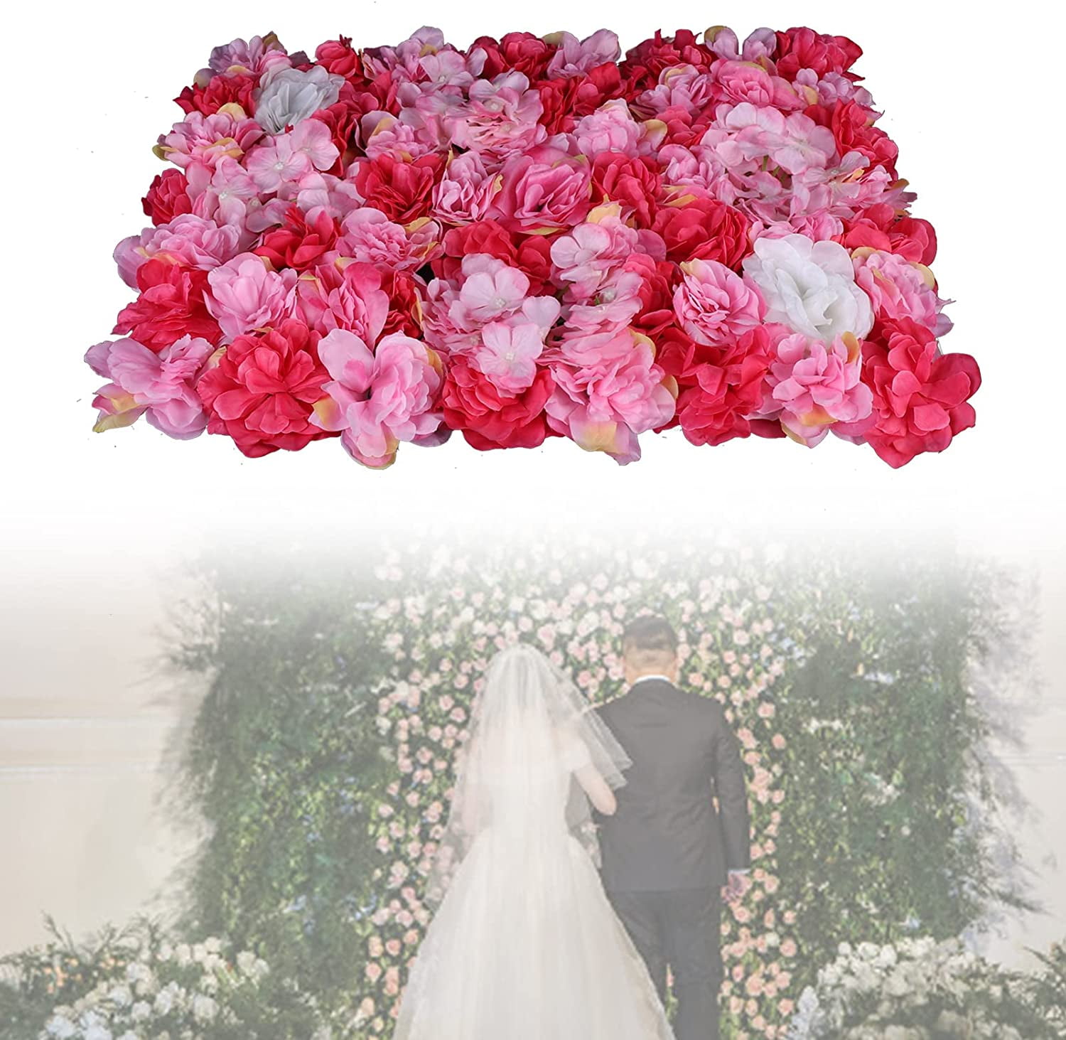 FETCOI 6 Pcs Artificial Flower Wall Panels DecorSilk Rose Flower Wall ...