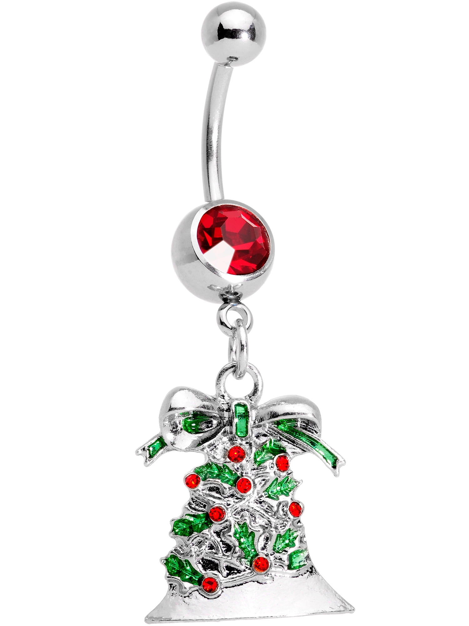 Body Candy 316L Steel Navel Ring Piercing Red Accent Christmas Holiday ...