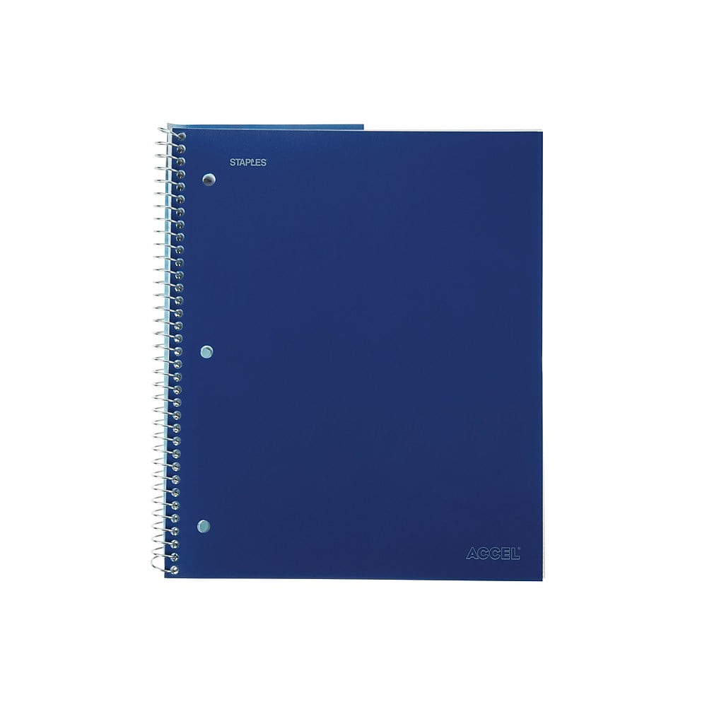 Staples Accel 1-Subject Notebook 8.5" x 11" College Ruled 100 Sh. Blue ...