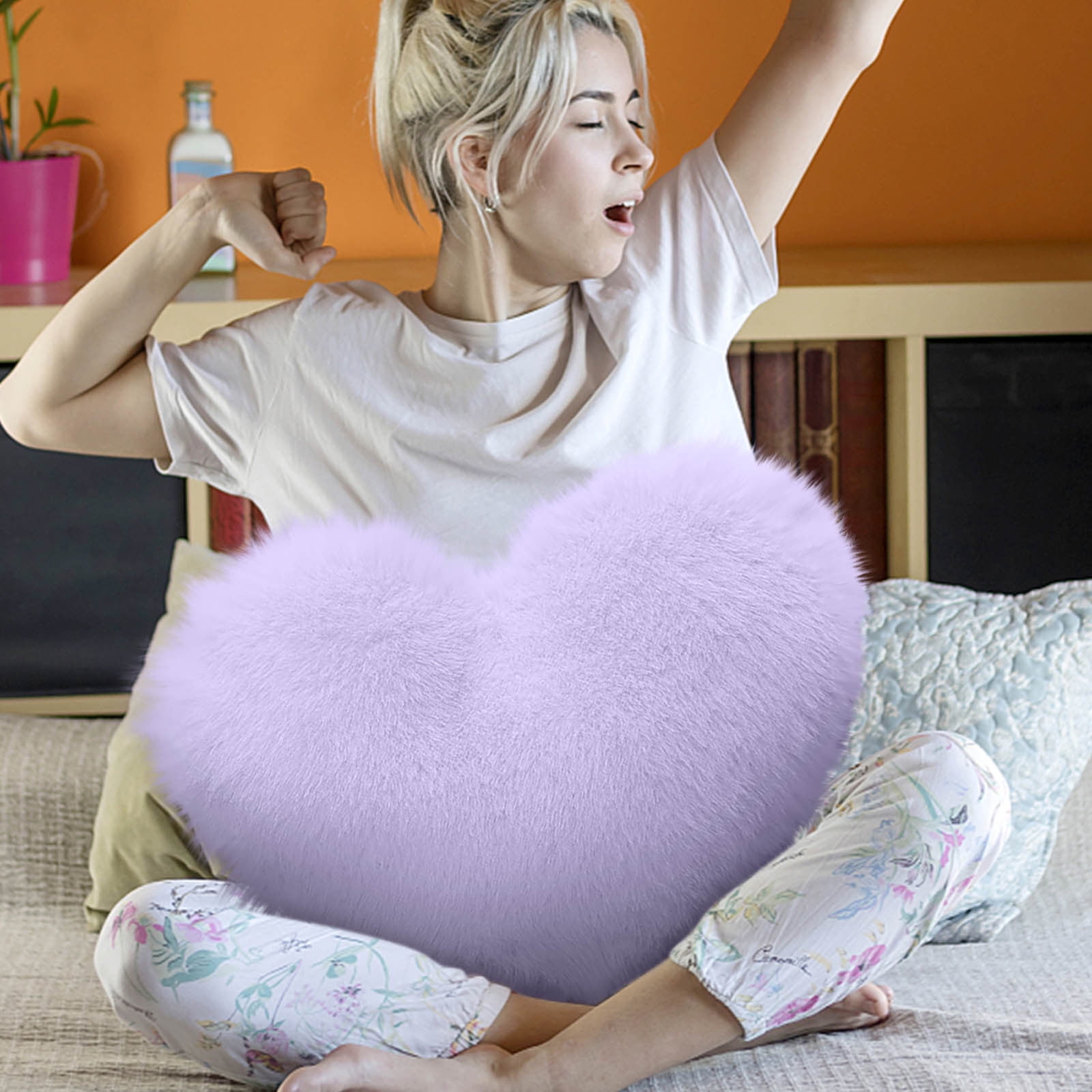 Click here for Fridja Heart Shaped Decorative Pillows Faux Fur Th... prices