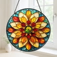 Blooming Red Orange Flowers Suncatcher Window Hanging, Vibrant Stained ...