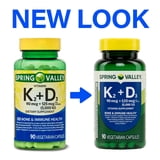 Spring Valley Vitamin K2 (90mcg) + D3 (125mcg) Vegetarian Capsules, 90 ...