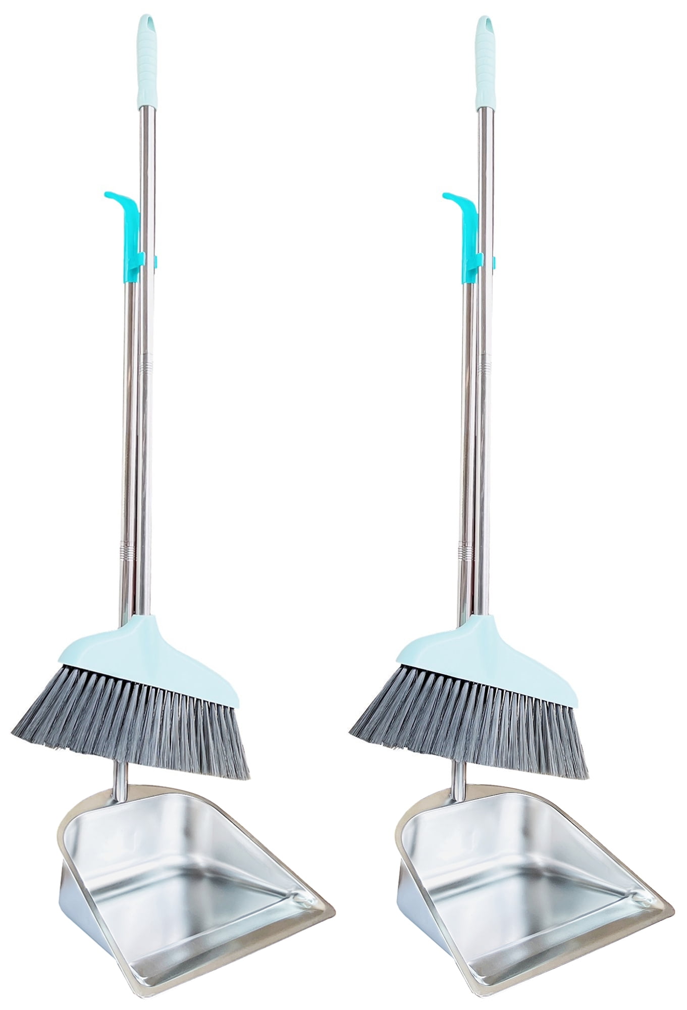 2-Pack Dustpan with Broom Combo, Stainless Steel Heavy Duty Upright ...