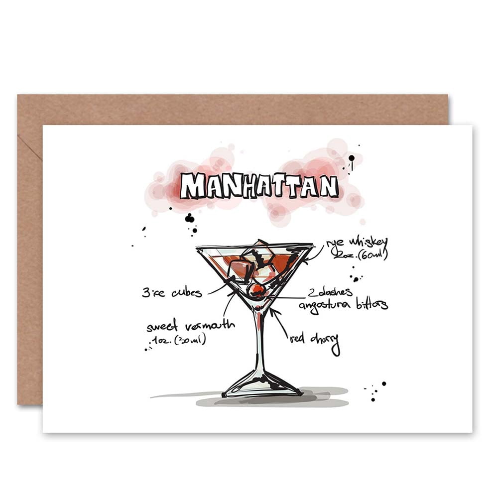 Manhattan Cocktail Drink Greetings Card Plus Envelope Blank inside ...