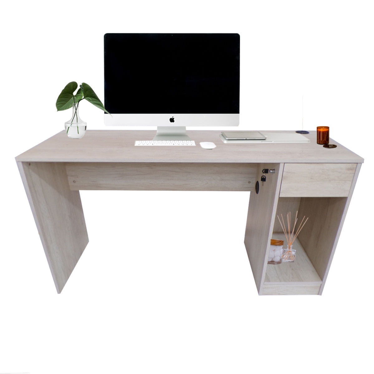 Escritorio con Cajón Modelo Ejecutivo con Llave (Encino Polar) | Bodega Aurrera en línea