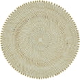 Fennco Styles Handmade Beaded Border Rattan Placemat 15" Round, 1 ...
