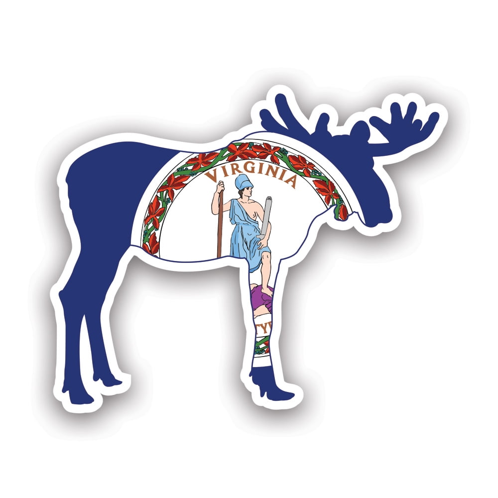 Virginia Moose Shaped Flag Sticker Decal - Self Adhesive Vinyl ...