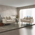 Pemberly Row 70" Square Arm Modern Velvet & Metal Sofa in Beige ...