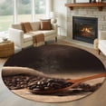 7ft Round Rug Coffee Beans Area Rugs for Living Room Bedroom Washable ...