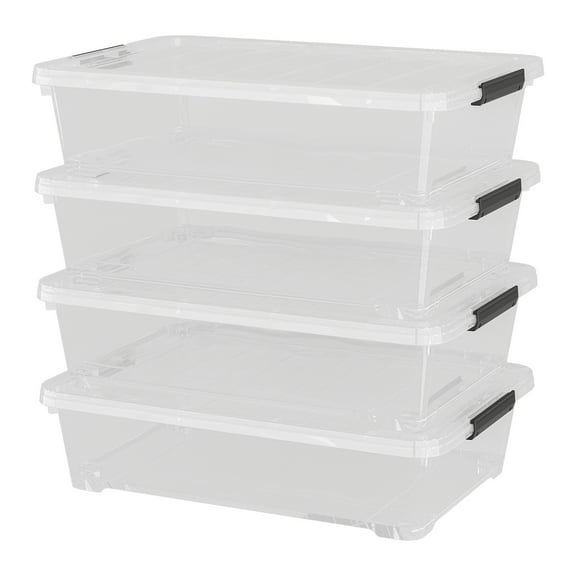 33 Qt Plastic Under Bed Storage Organizer Bin Container with Secure ...