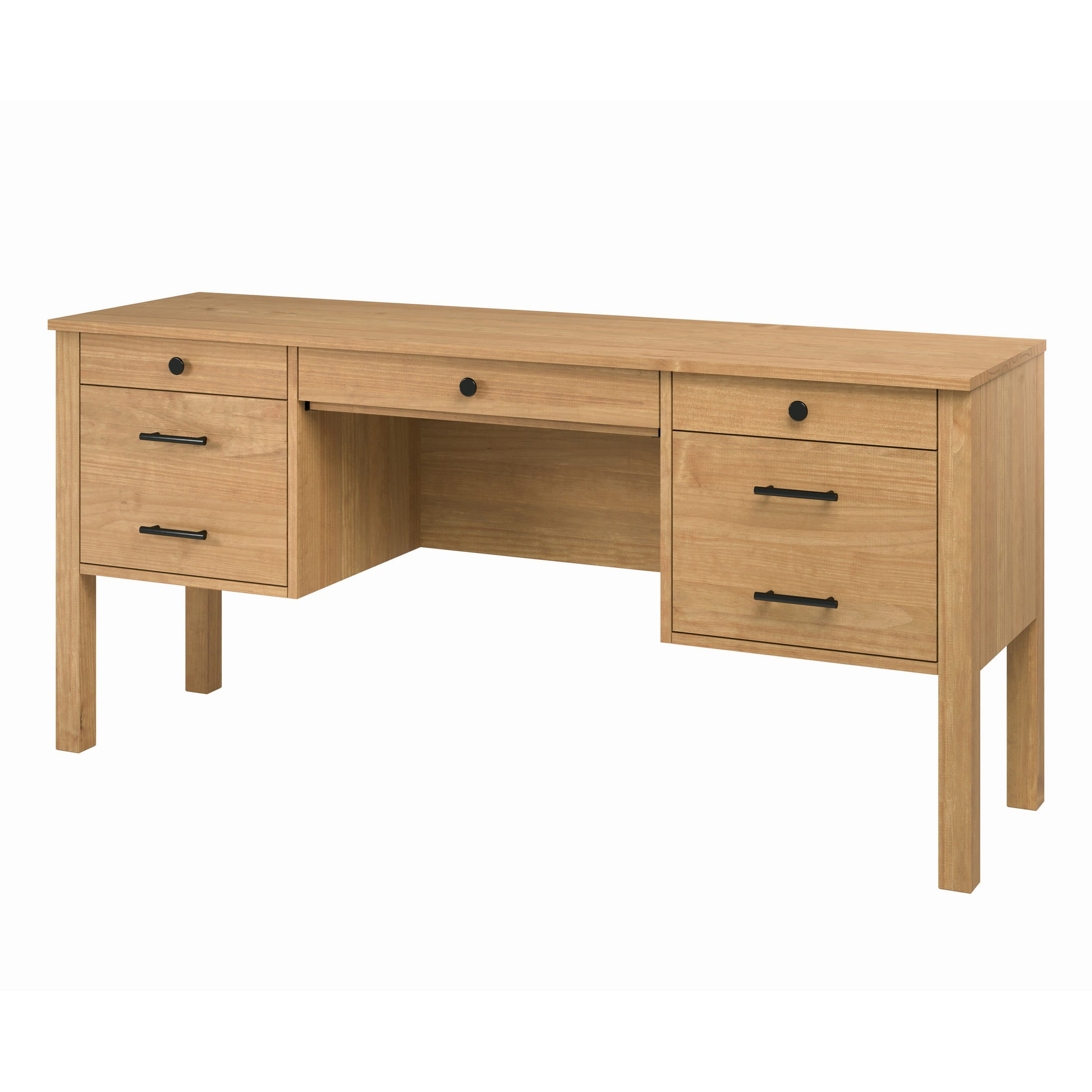 Linon Vaughan Computer Desk With 2 File Cabinets And Drawers 65 Wide ...