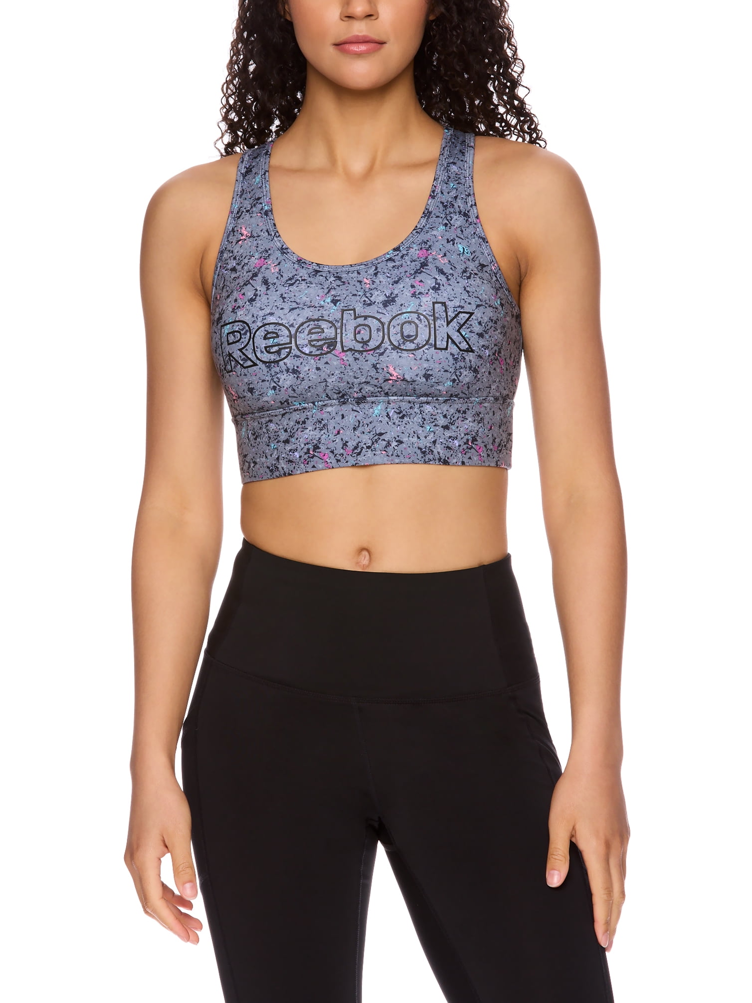 Reebok Women's Renew Longlined Printed Sports Bra with Removable Cups ...
