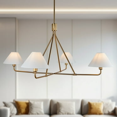 6-Light W34 in Vitage Brass Chandelier Untique Classic Lighting with ...