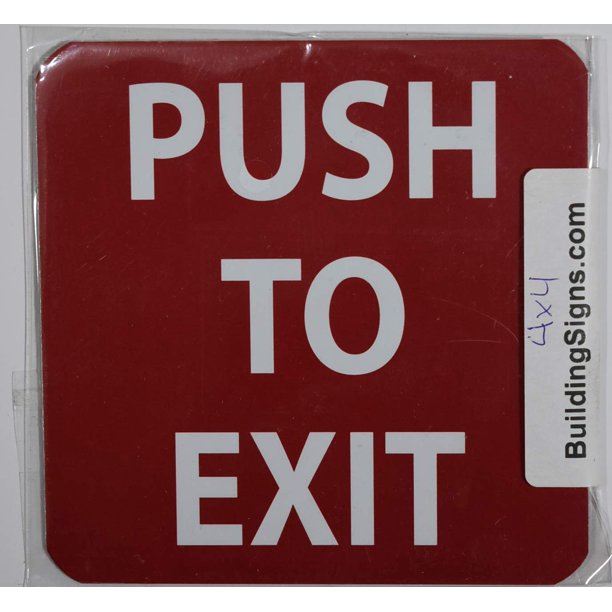 Push to EXIT Sign (RED,Sign 4 X 4,1 PC) - Walmart.com - Walmart.com