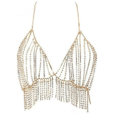 Rhinestone Bra Chest Chain Crystal Body Harness Diamond Bikini Jewelry ...