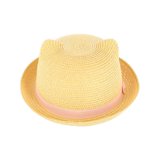 CTM Girl's Smiling Kitty Face Straw Sun Hat - Walmart.com