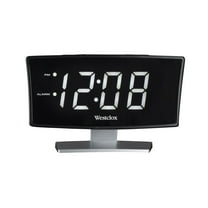 1.8" Electric Silver and Black Curved White LED Digital Bedside Alarm ...