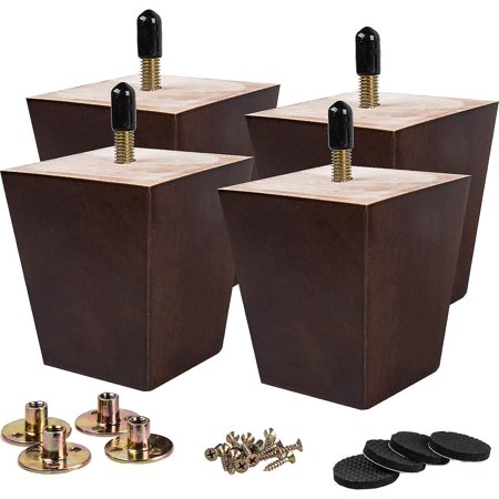 5 Inch Natural Wood Furniture Legs, 4 Piece Straight Square Table Legs ...