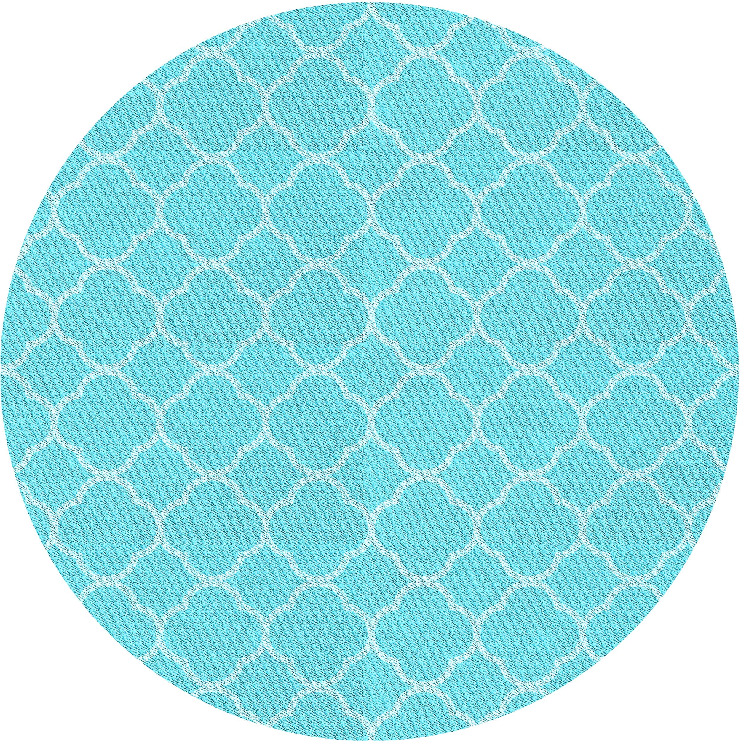 Ahgly Company Indoor Round Patterned Bright Turquoise Blue Area Rugs, 8 ...