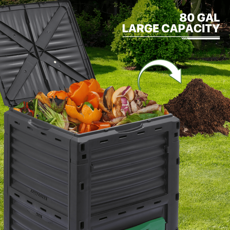 Dextrus Large Outdoor Compost Bin, 80 Gallon (300L) Composter Box With