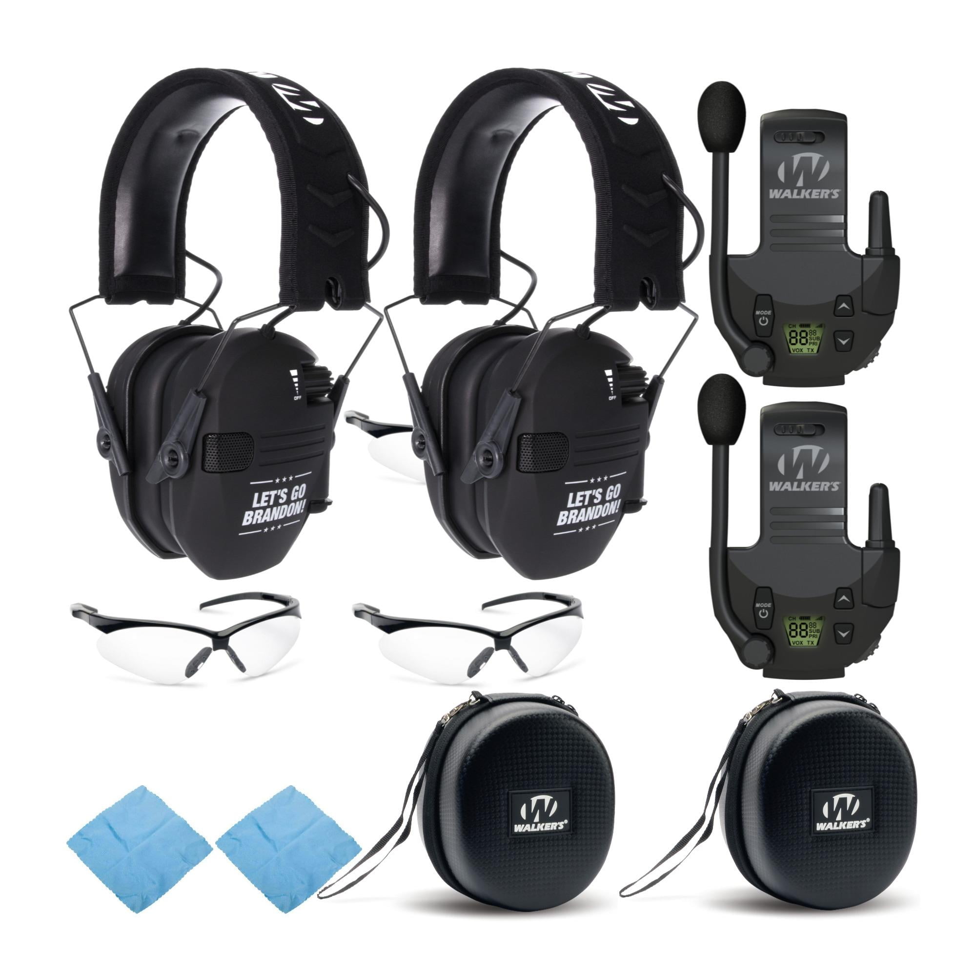 Walker's Razor Slim Shooting Earmuffs 2-Pack Walkie Talkies and Glasses ...