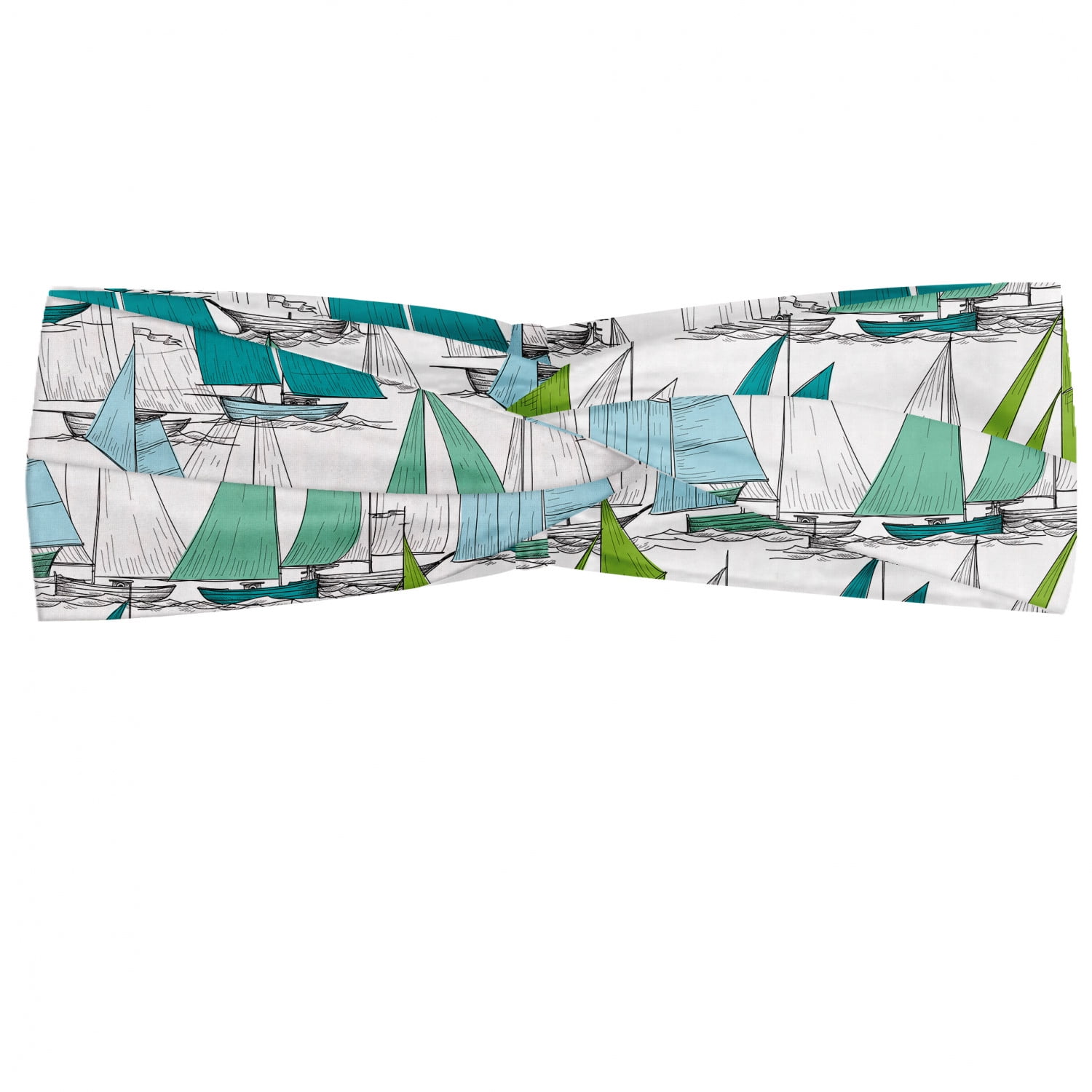 Nautical Headband, Sailing Boats on the Ocean Surfing Coastal Theme ...