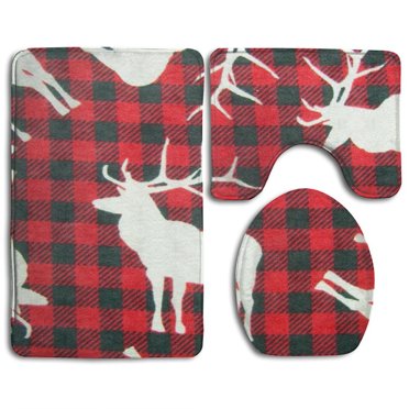 CHAPLLE Custom Rustic Red Black Buffalo Check Plaid 3 Piece Bathroom ...