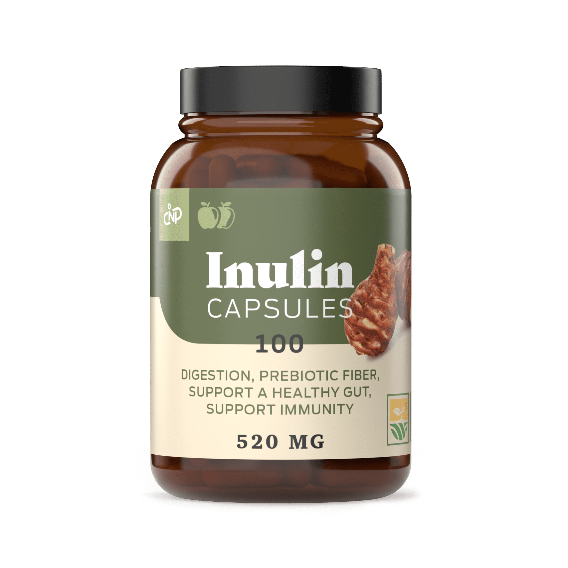 Organic Inulin Capsules - 520mg 100 Pills, Organic Jerusalem Artichoke ...
