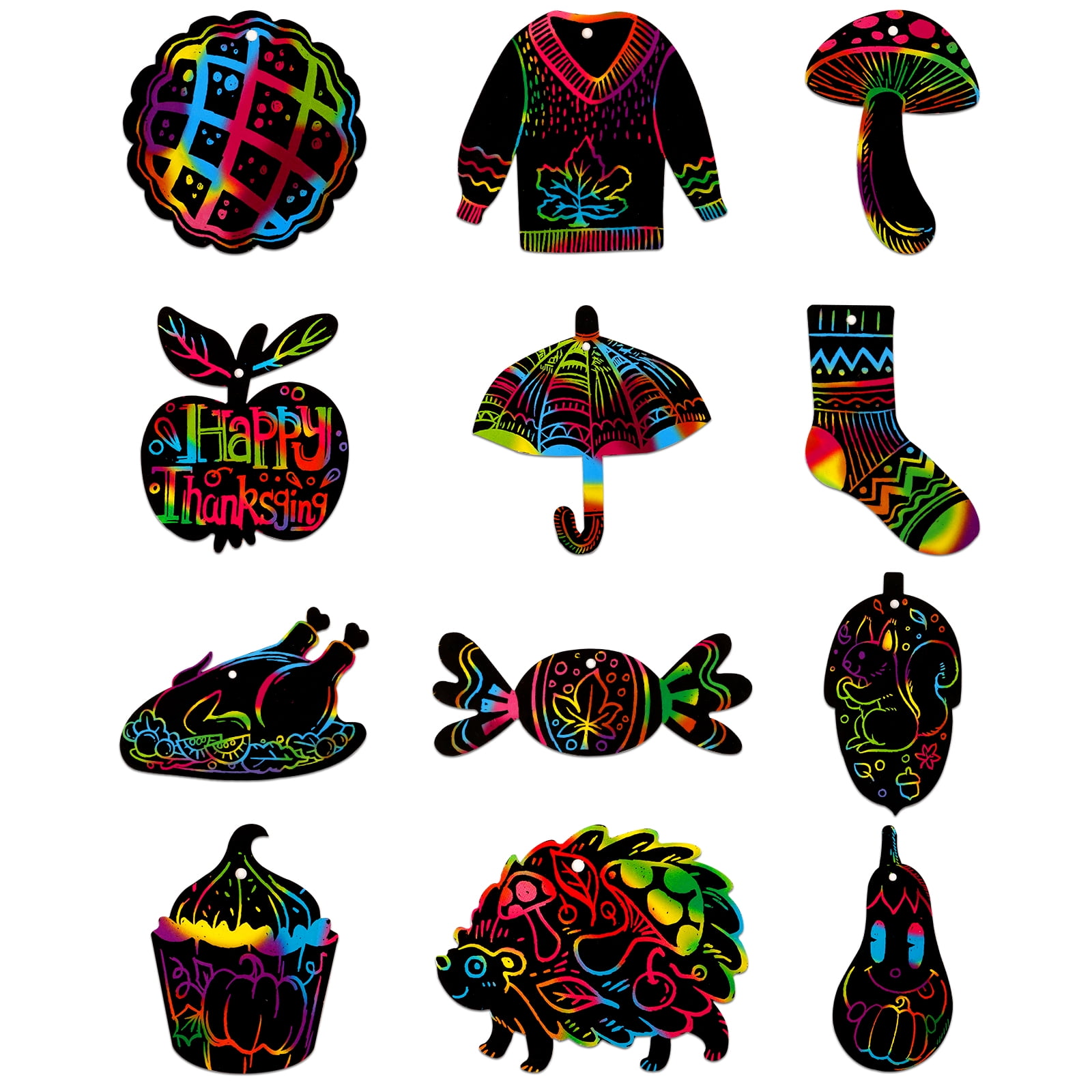 WaaHome Thanksgiving Fall Crafts for Kids 24PCS Thanksgiving Rainbow ...