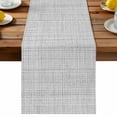 Dark Gray Dining Table Runner, Linen Texture Modern Abstract Country ...