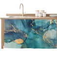 Turquoise Marble Cabinet Curtains 32" W x 55" L Abstracts Gold Wave ...