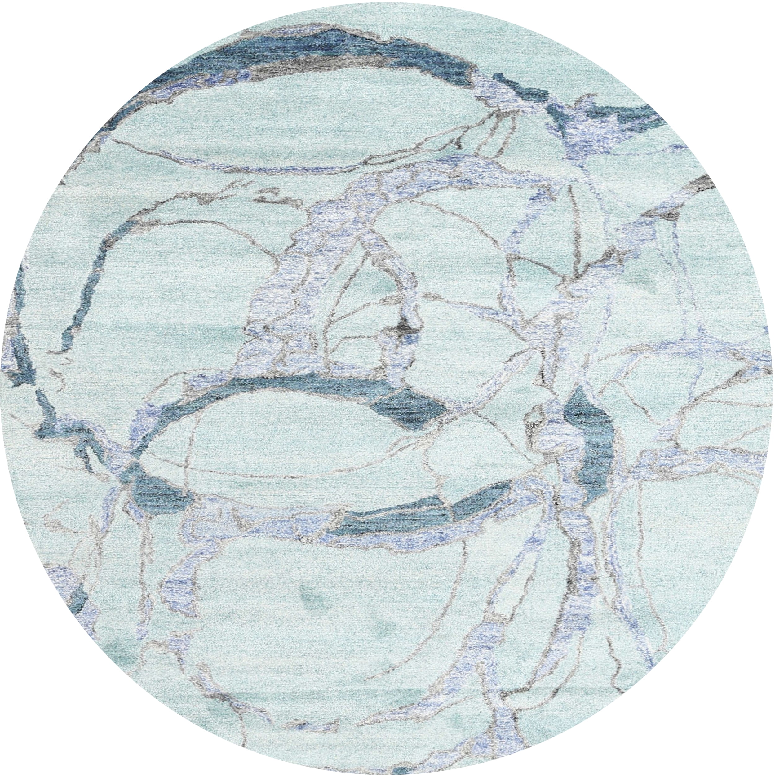 Ahgly Company Indoor Round Contemporary Pale Blue Abstract Area Rugs, 5 ...