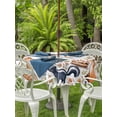 Cartoon Animals Round Outdoor Tablecloth with Umbrella Hole Happy Cakes ...