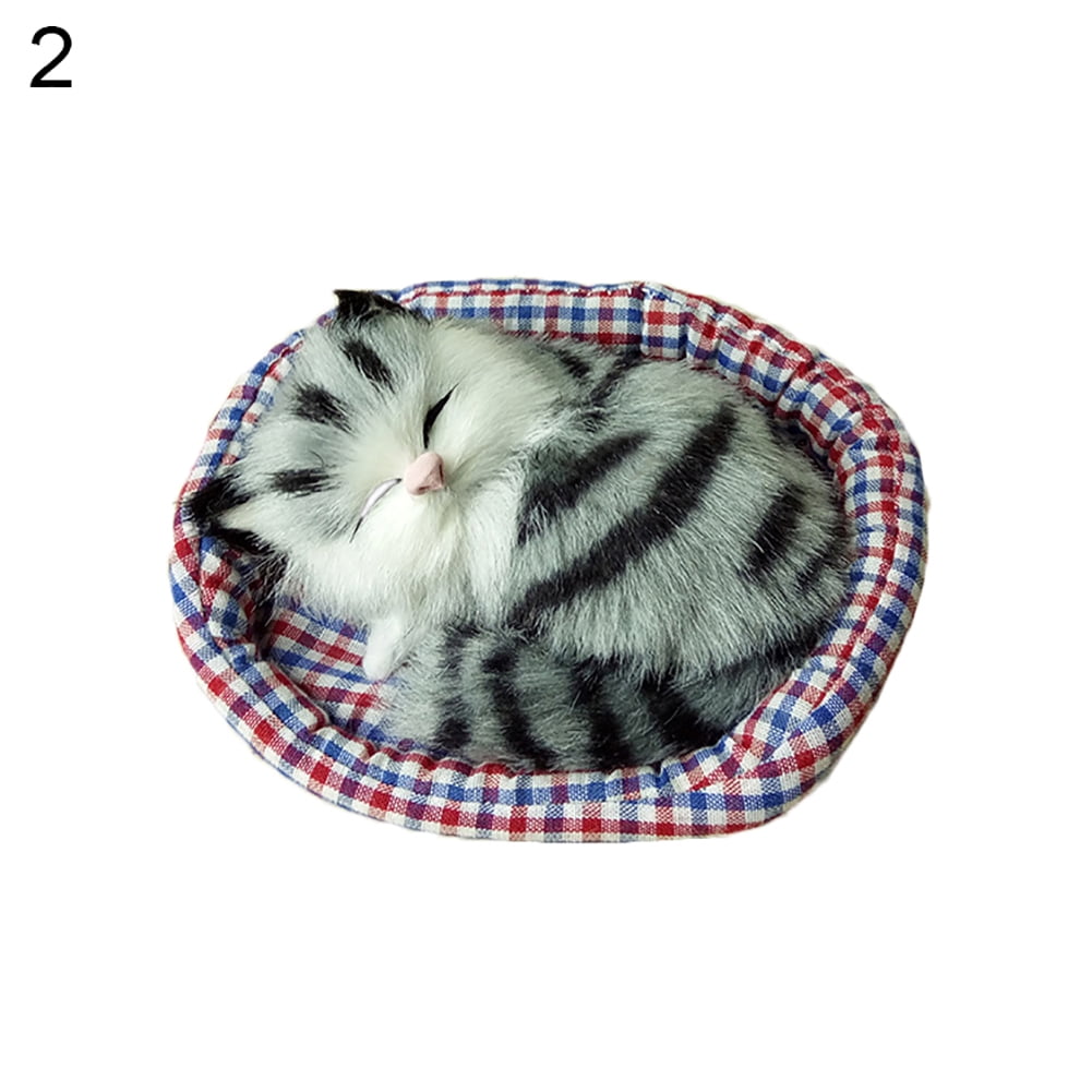 Yoone Cute Simulation Sounding Sleeping Cat Plush Mat Toy with Nest Kid ...