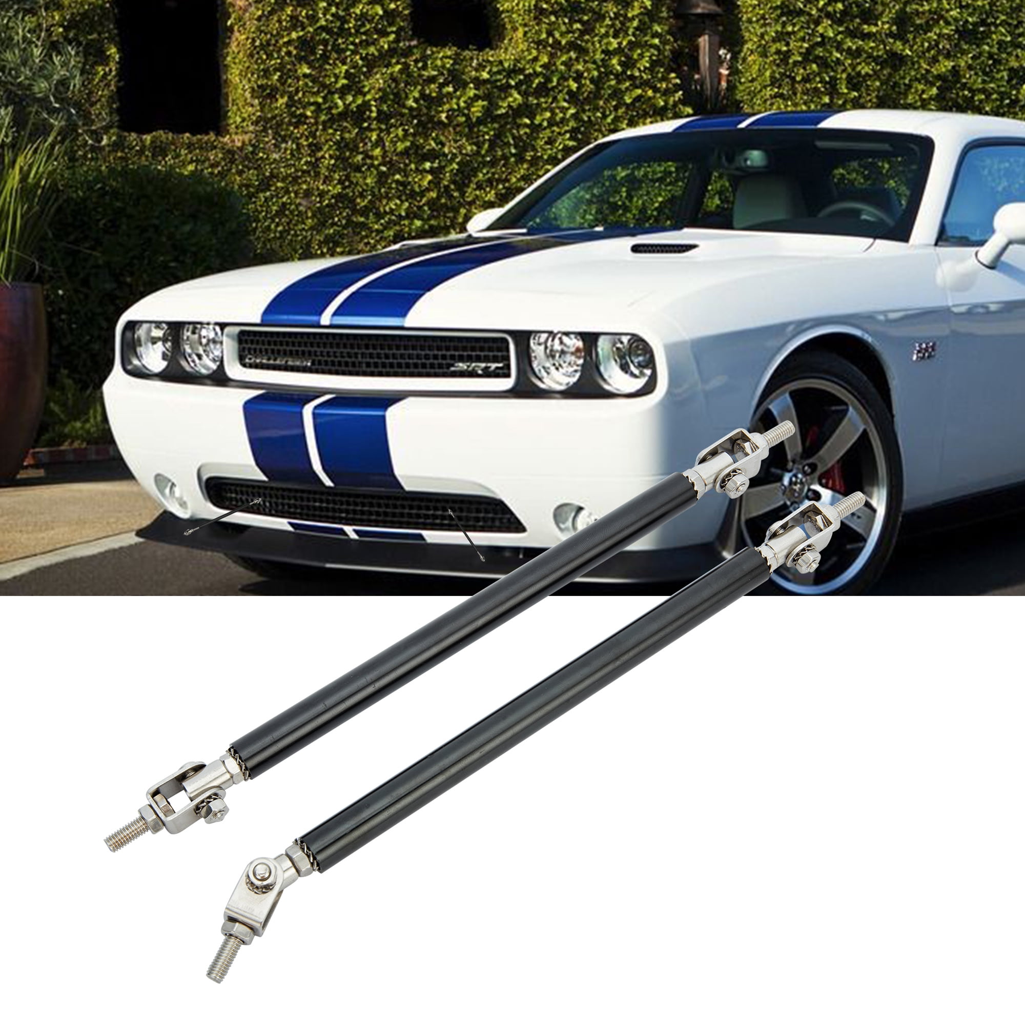 2pc Adjustable Bumper Lip Splitter Rods Strut Rod Tie Support Bar For ...