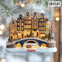 Personalized Amsterdam Christmas Ornament 2D Flat, City Canal Travel ...