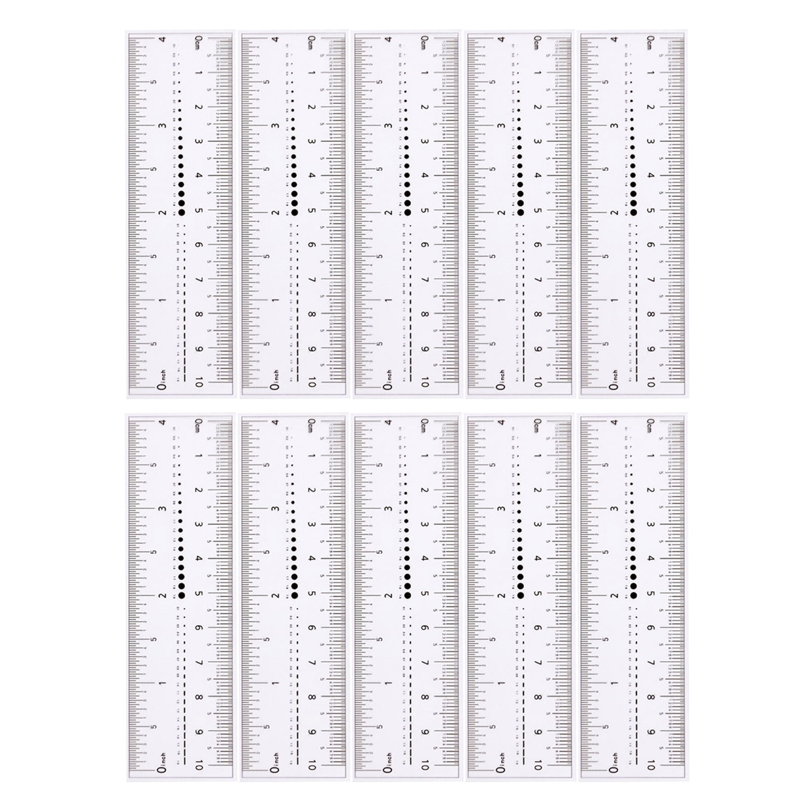 opvise 10Pcs Nail Ruler Dual Scale Markings Clear Printing Super Soft ...