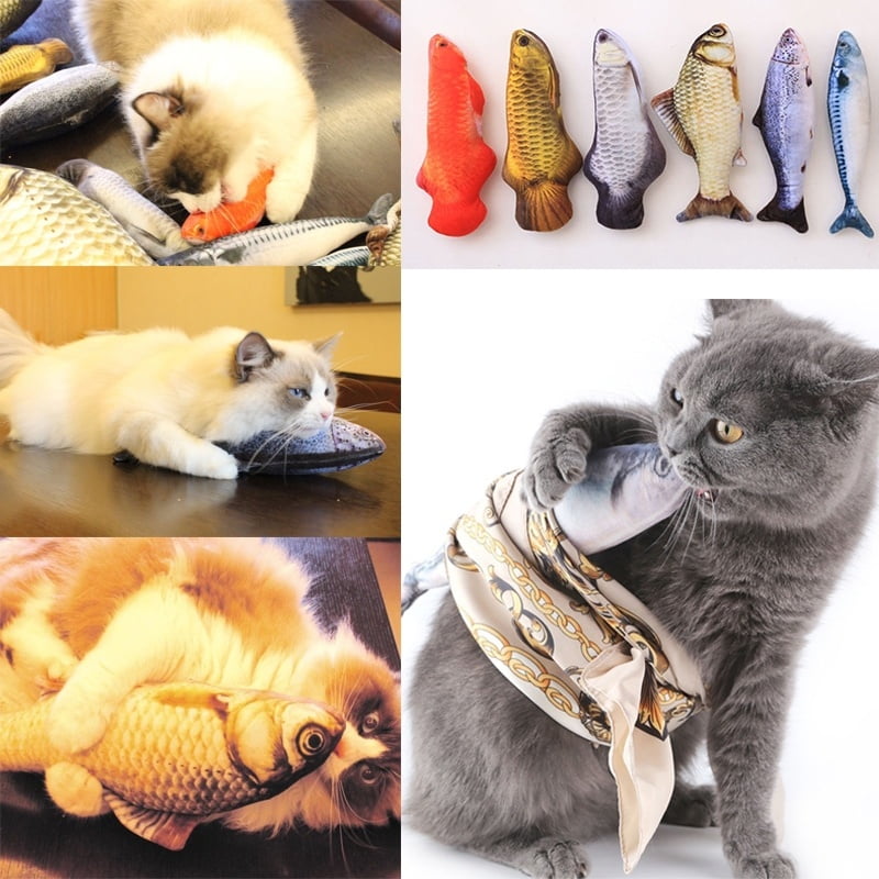 Pet Cat Kitten Chewing Cat Toys Stuffed Fish Mint Pet Interactive ...
