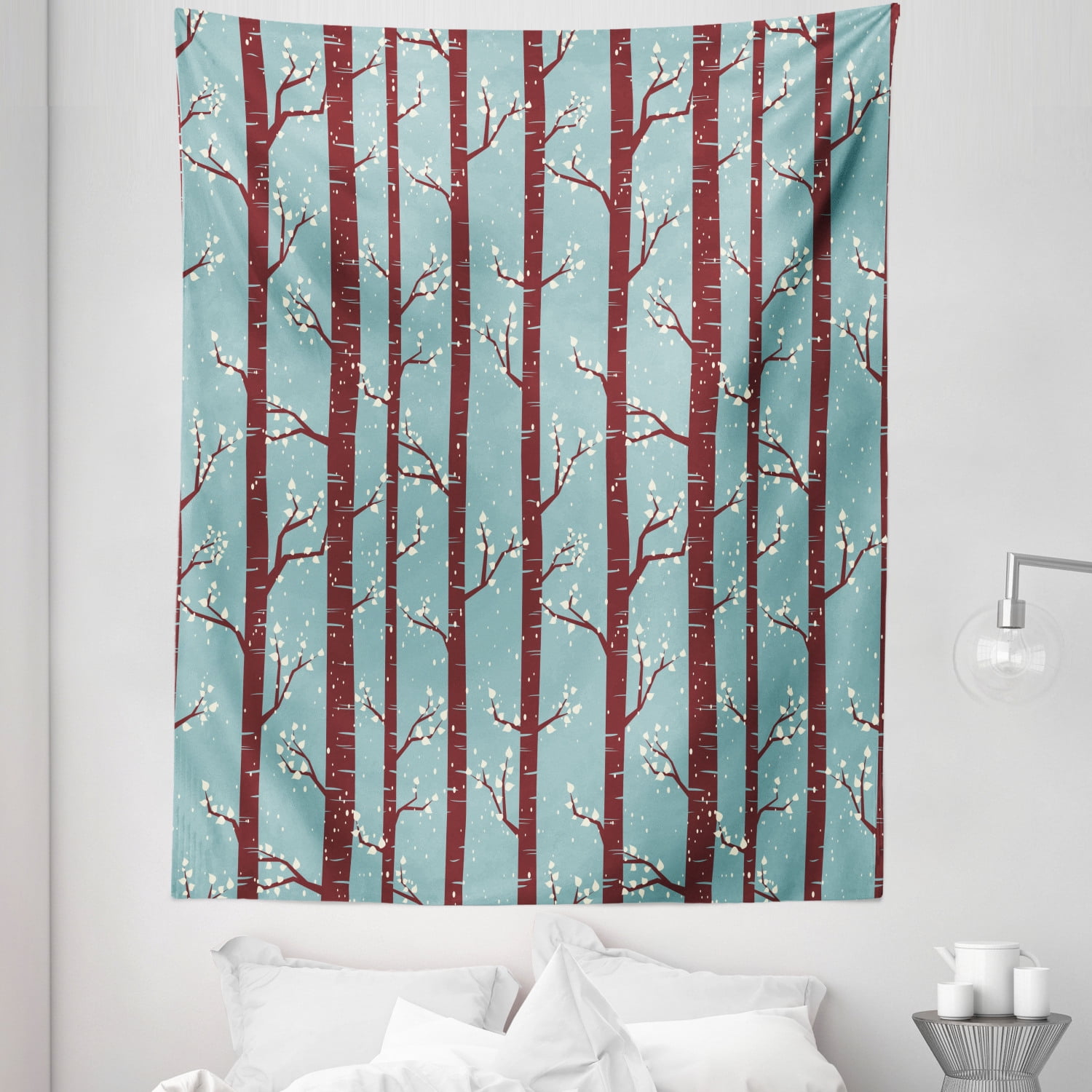 Forest Tapestry, Silhouettes of Birch Trees with Foliage Leaves in ...